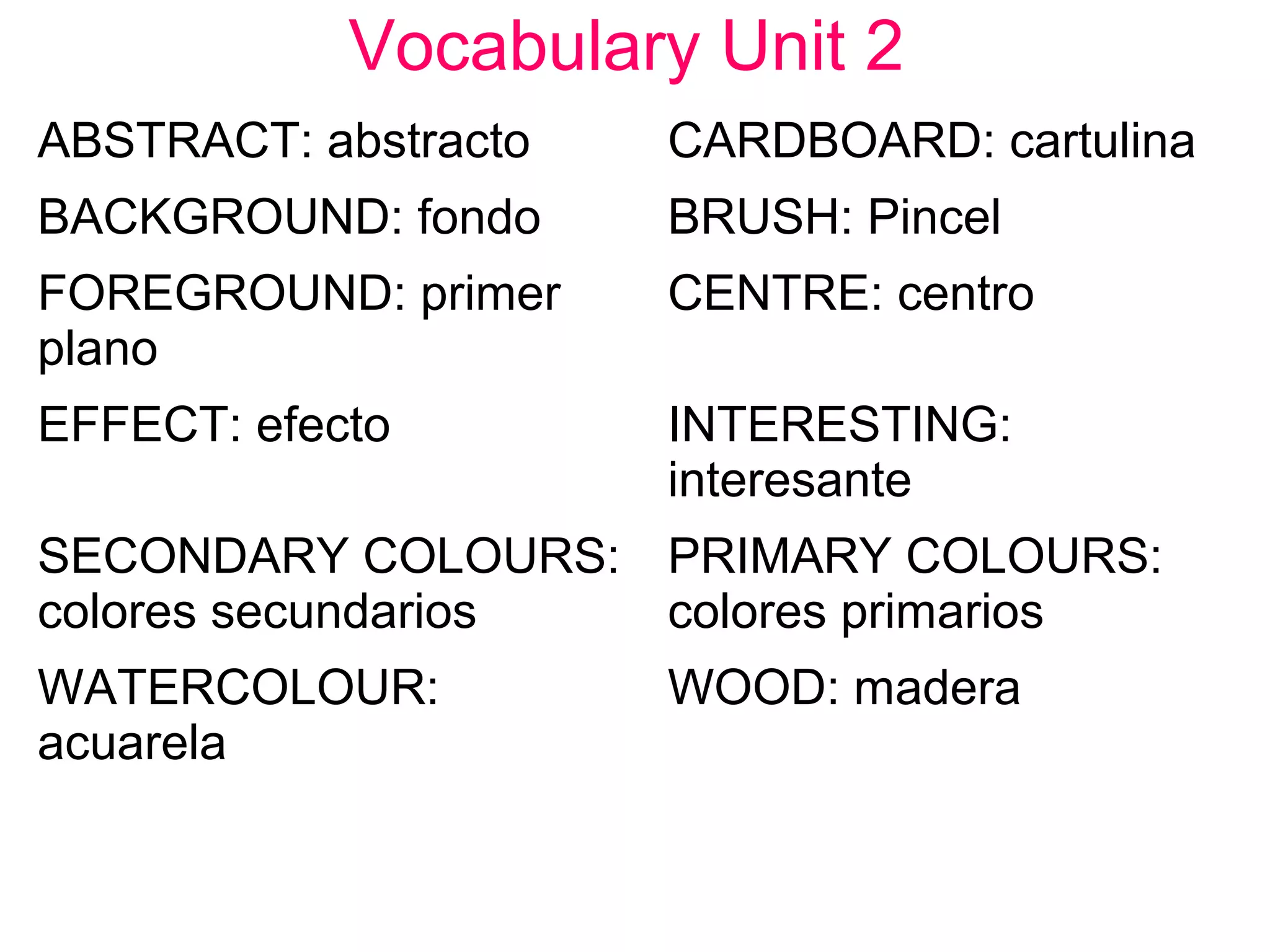 Vocabulary 6th grade Unit 2 lesson 3 | PPT | Painting | Arts and Crafts