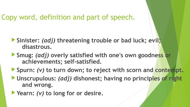 Vocabulary lesson 6 word list | PPT