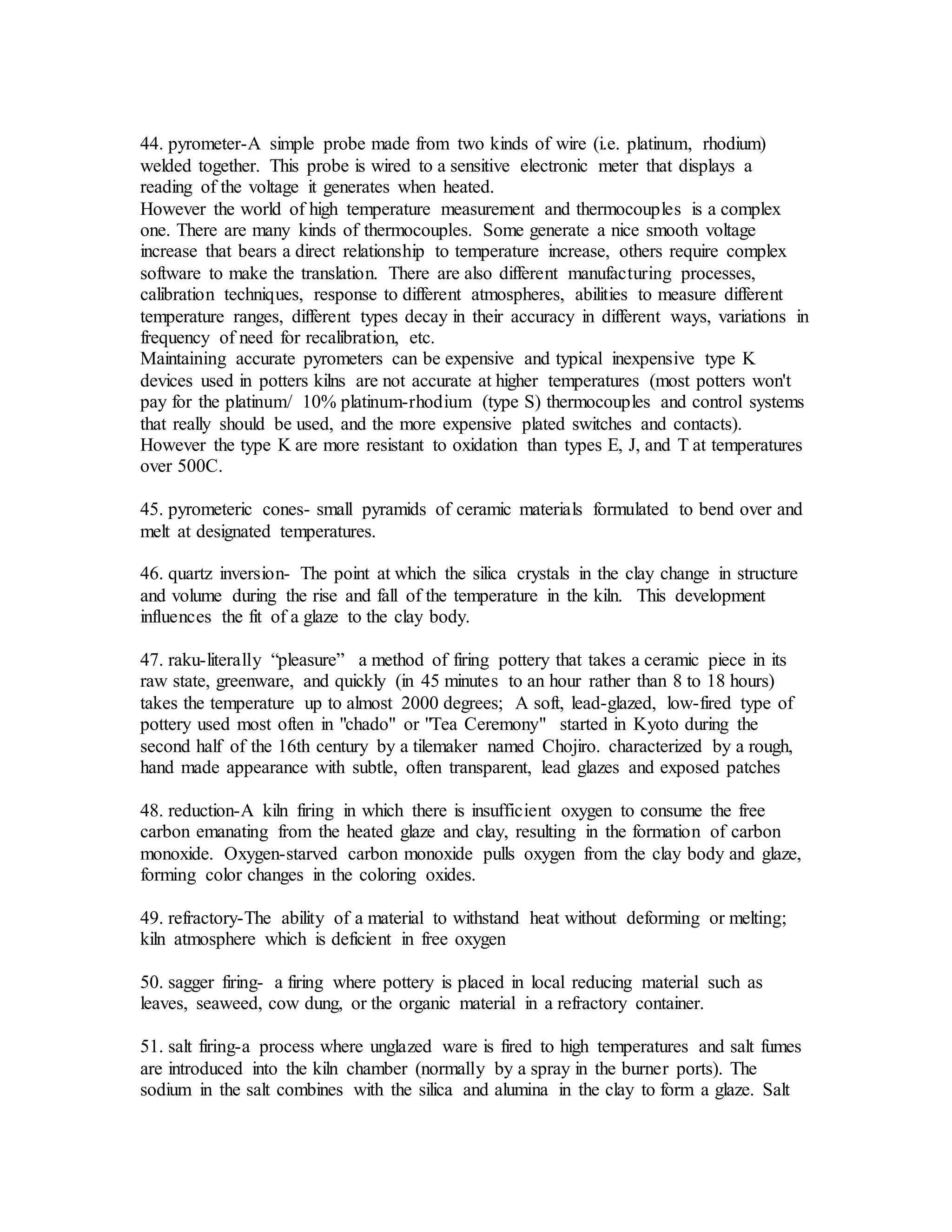 Clay Vocabulary list (ceramics, pottery) | DOC