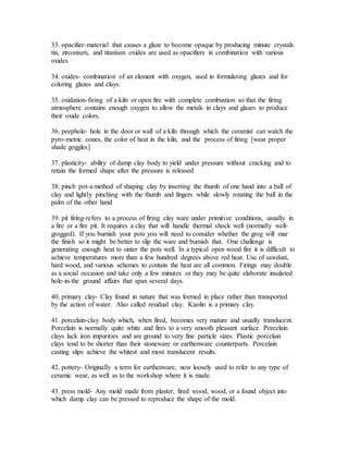 Clay Vocabulary list (ceramics, pottery) | DOC