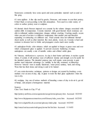 Clay Vocabulary list (ceramics, pottery) | DOC