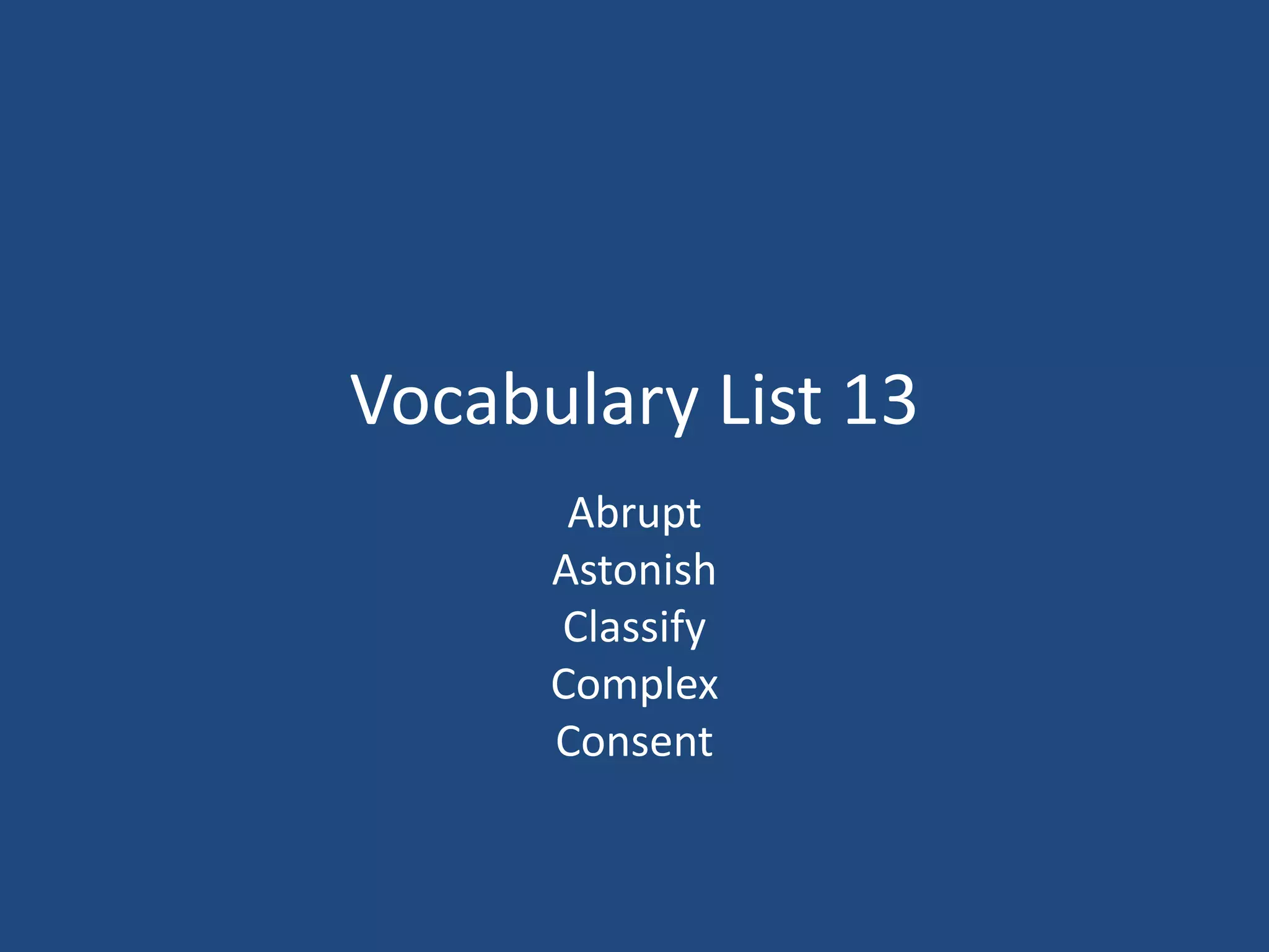 Vocabulary list 13 ppt | PPTX