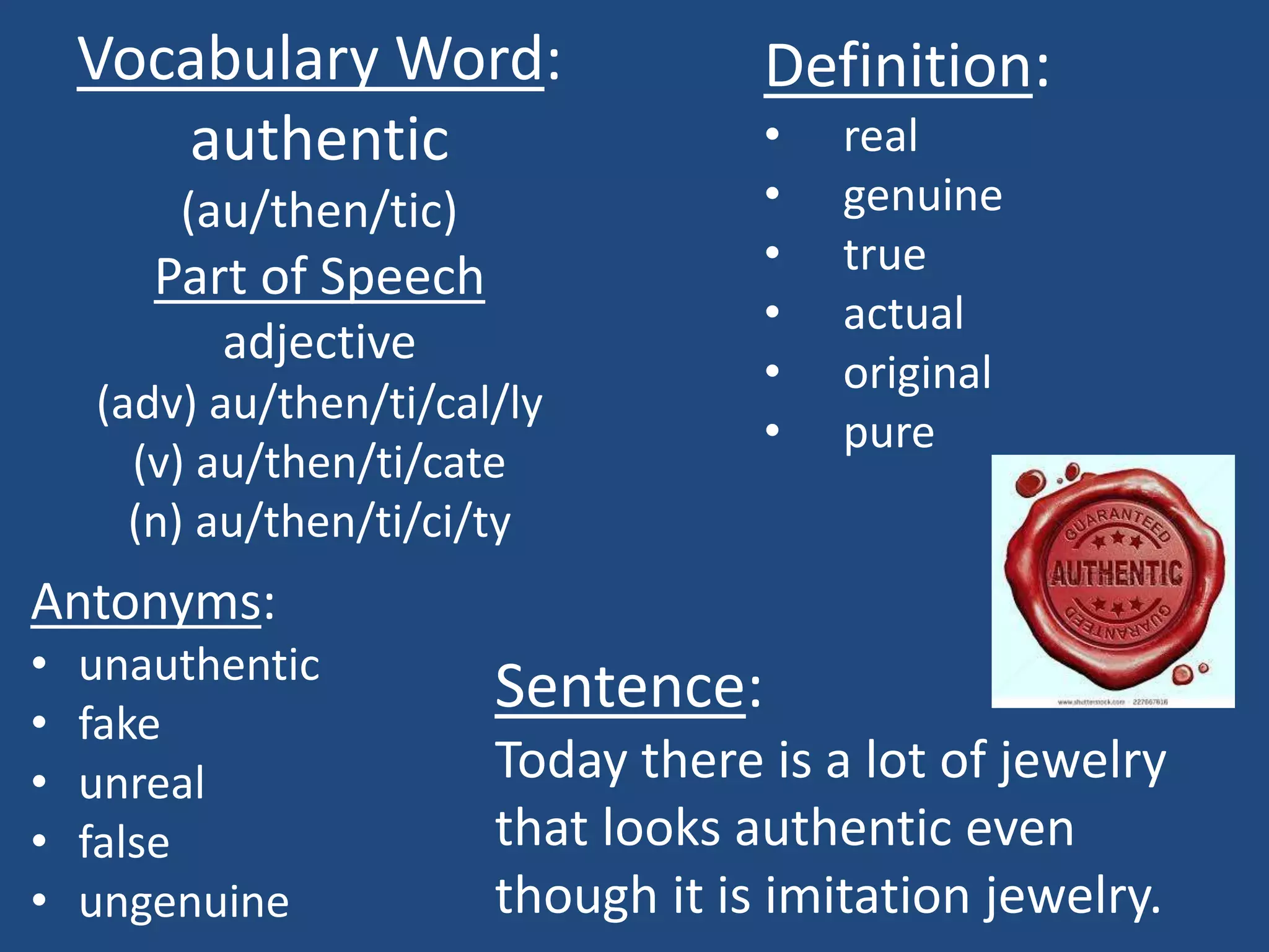 Vocabulary list 29.pptx, the real 29 | PPTX