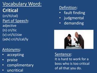 Vocabulary list 3 | PPT