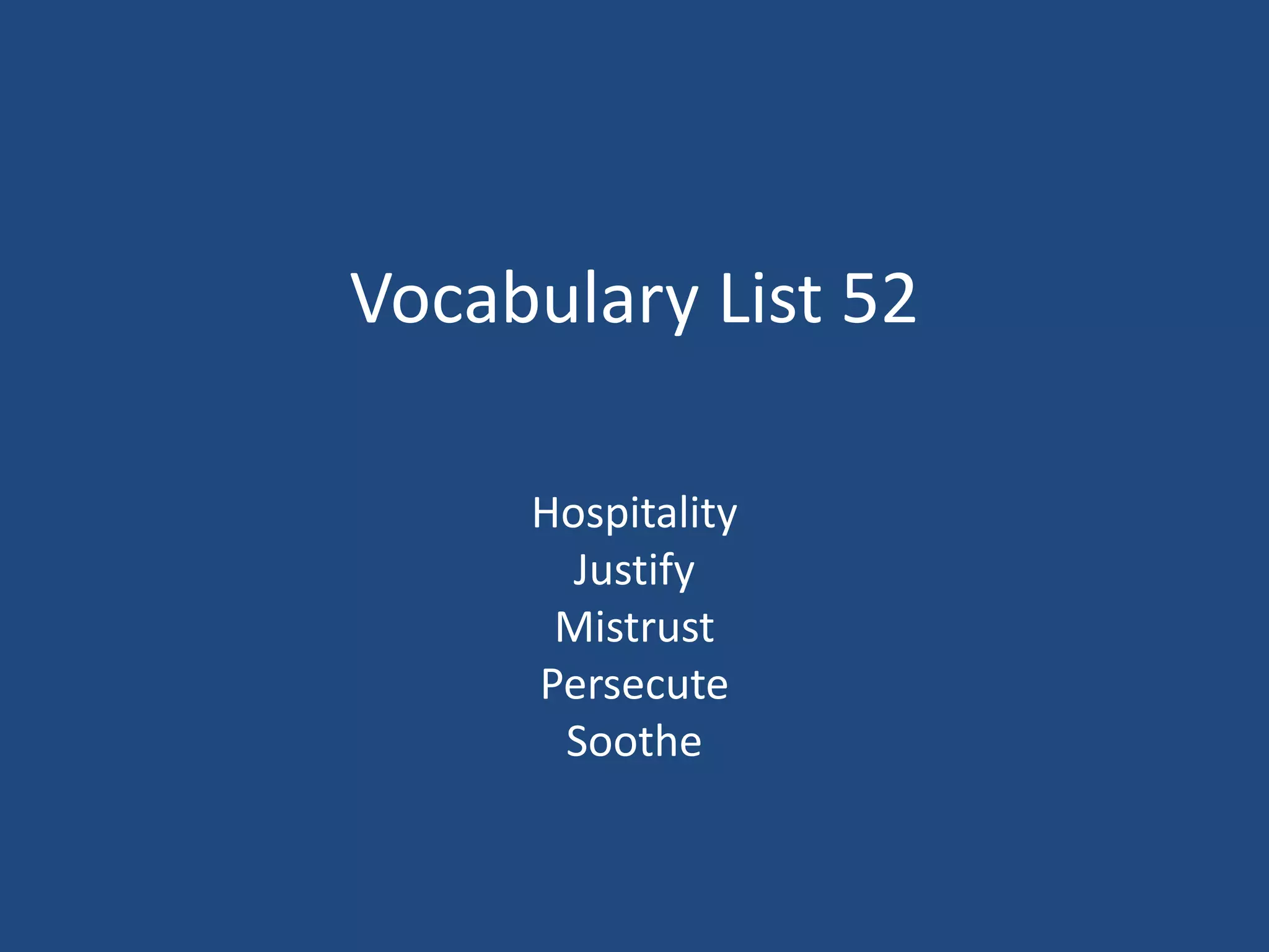 Vocabulary list 52 | PPT