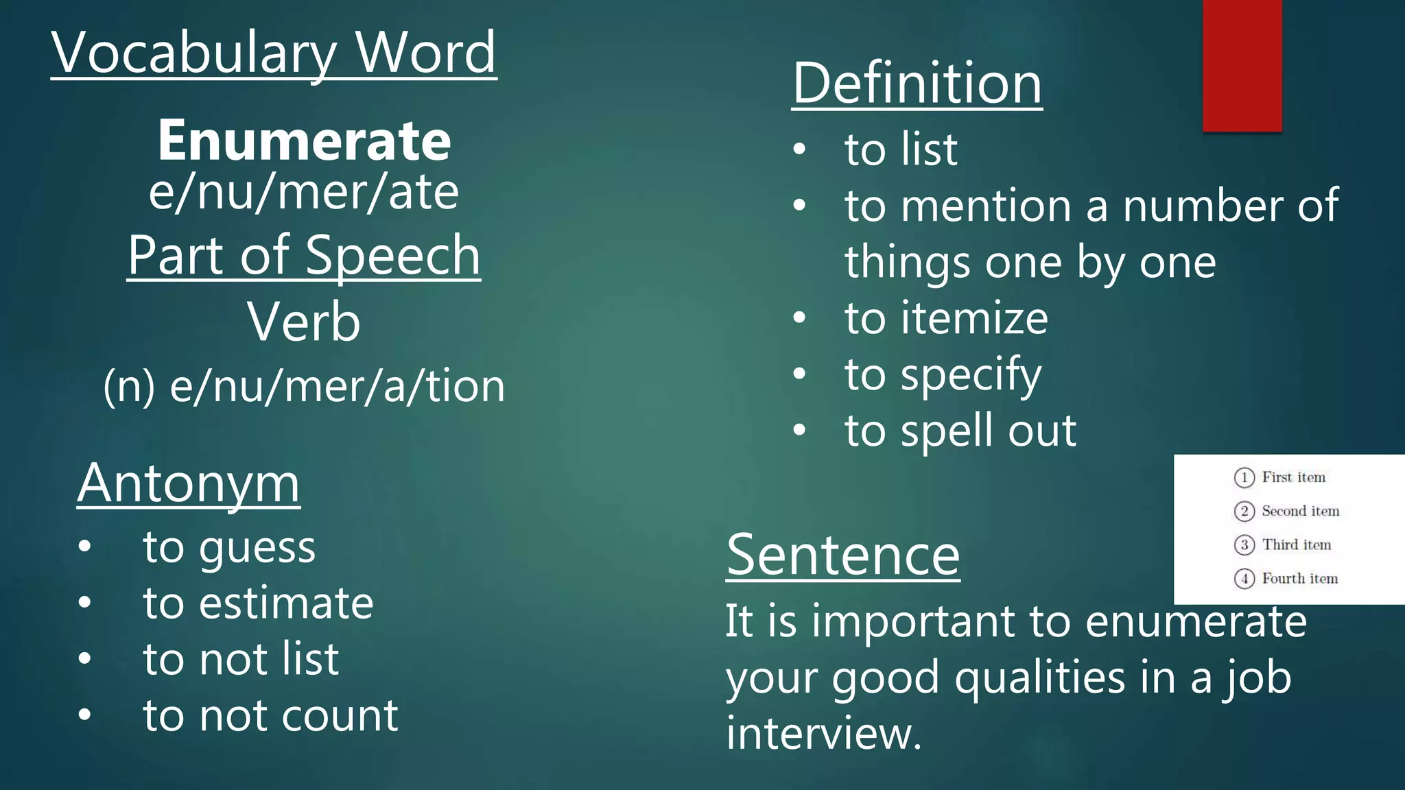 Vocabulary list 53 | PPTX
