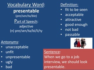Vocabulary list 58 | PPTX