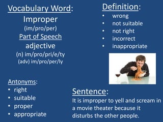 Vocabulary list 6 | PPT