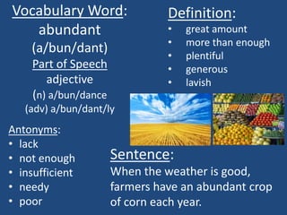 Vocabulary list 7 | PPT