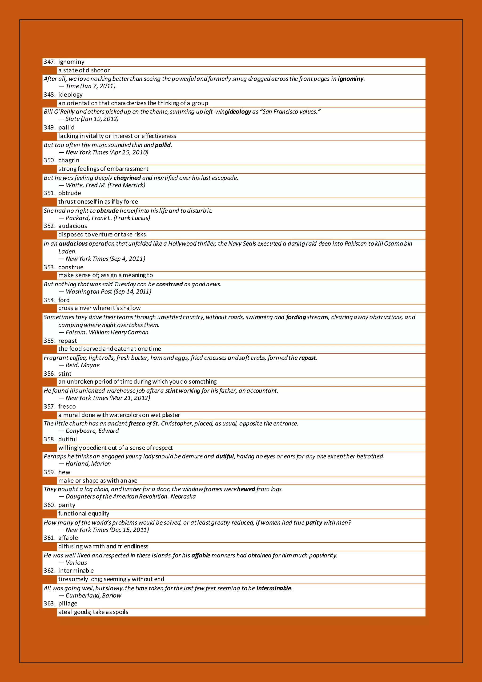 Vocabulary (list of 1001 words) | DOCX