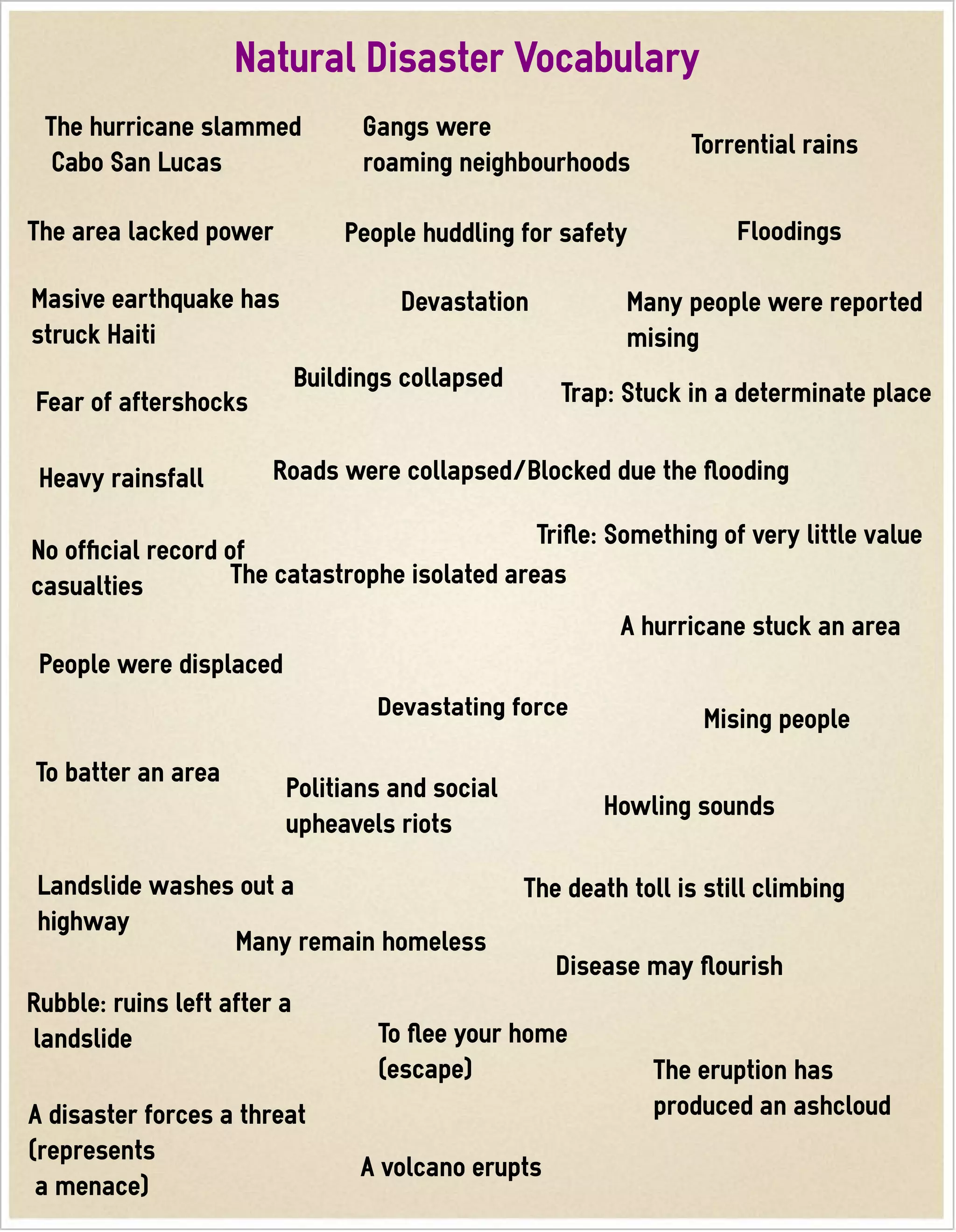Vocabulary naturaldisasters | PDF