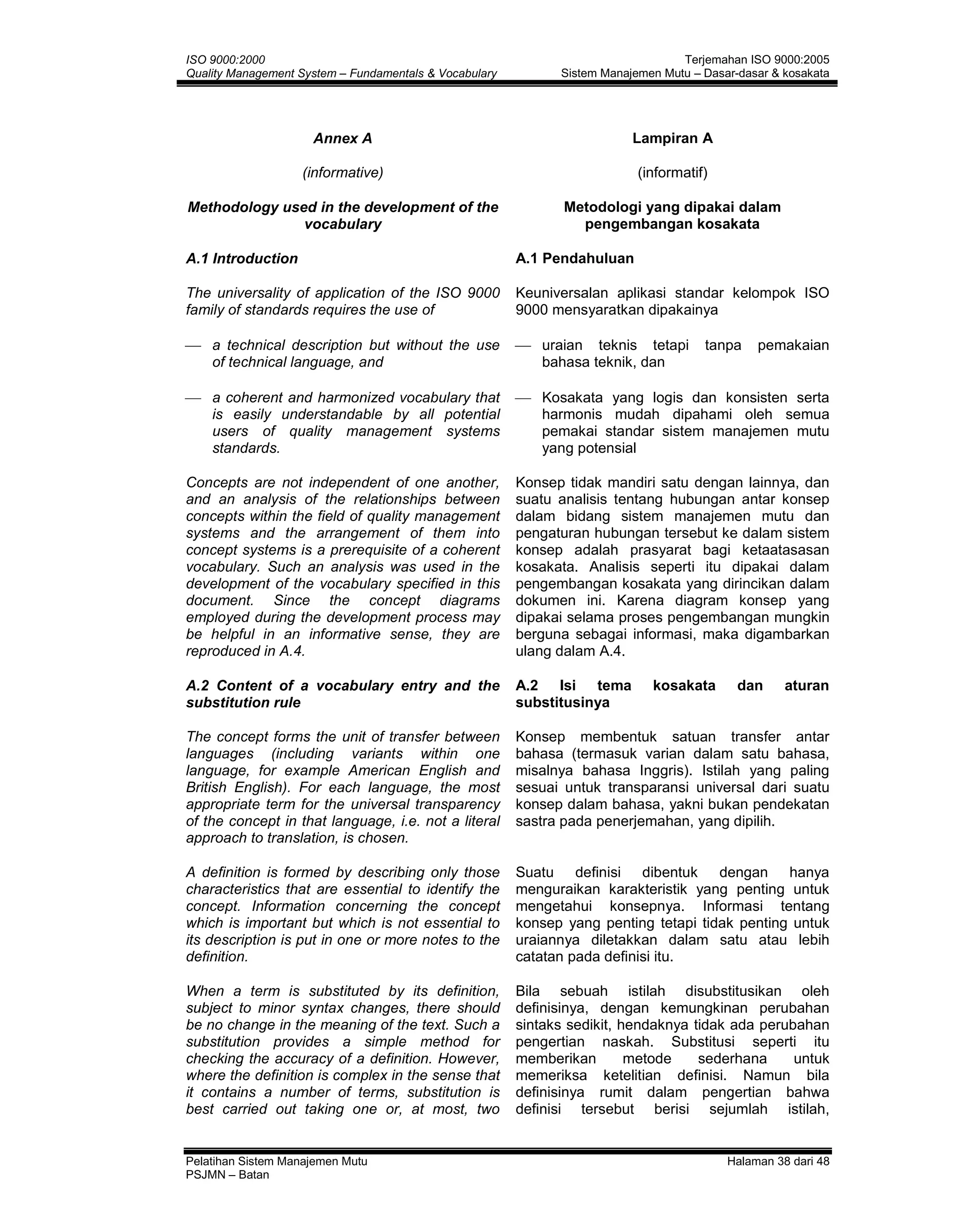 Vocabulary of ISO 9000 (Indonesia) | PDF