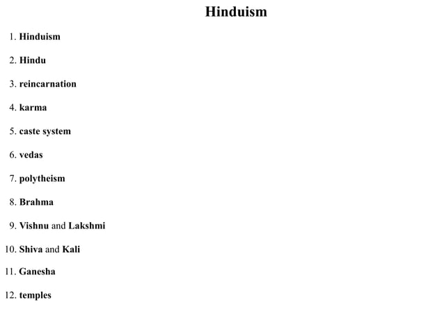 Vocabulary on Hinduism | PPT