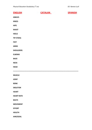 Vocabulary p.e | DOCX