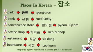 Korean Language: Vocabulary places | PPTX