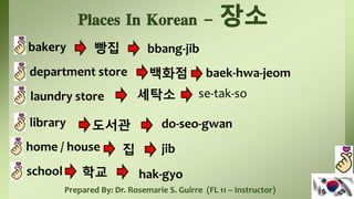 Korean Language: Vocabulary places | PPTX