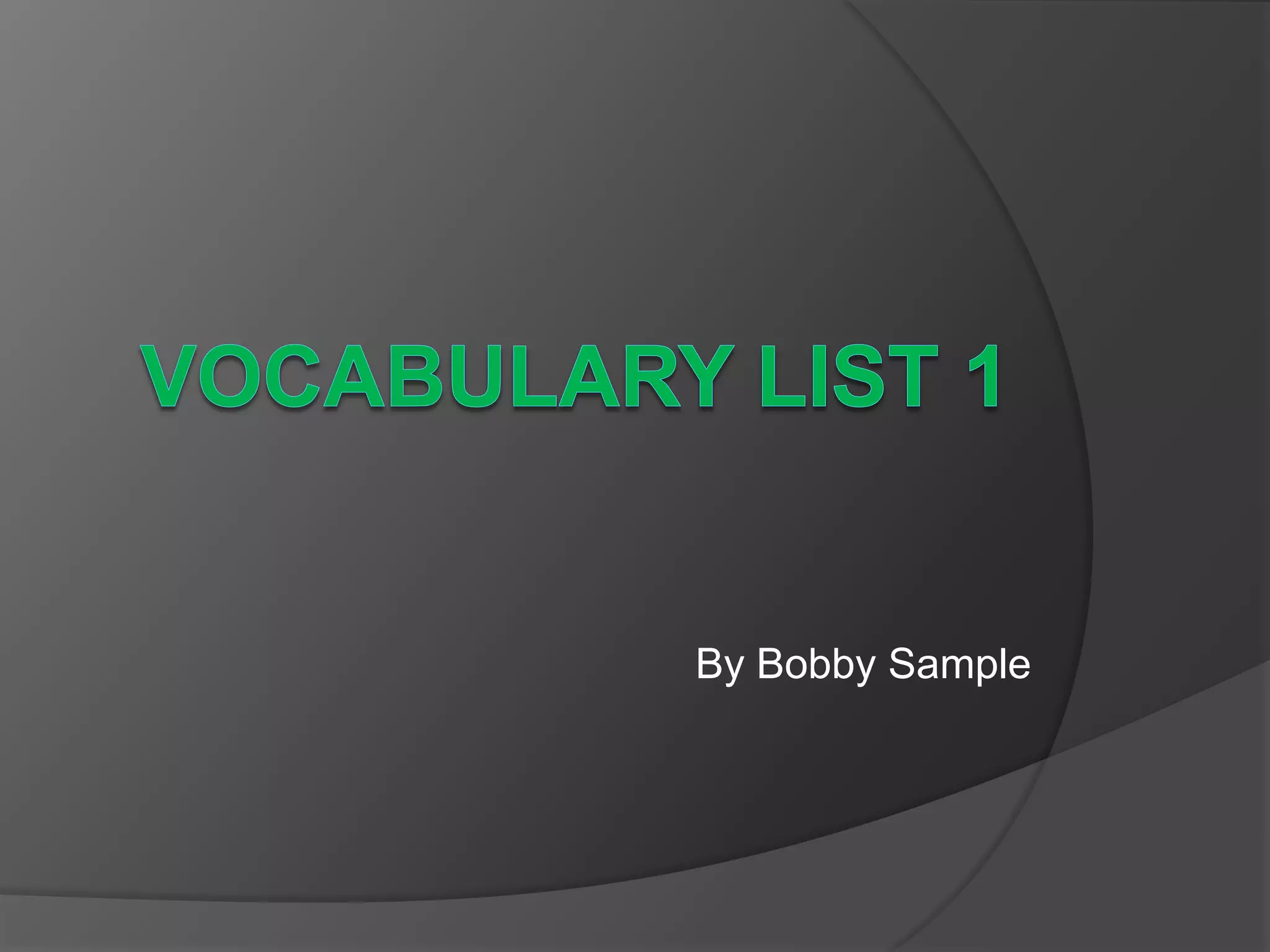 Vocabulary ppt sample | PPT