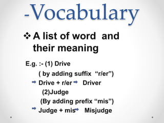 Vocabulary,prefixes and suffixes | PPT