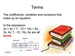 Vocabulary presentation equations | PPTX