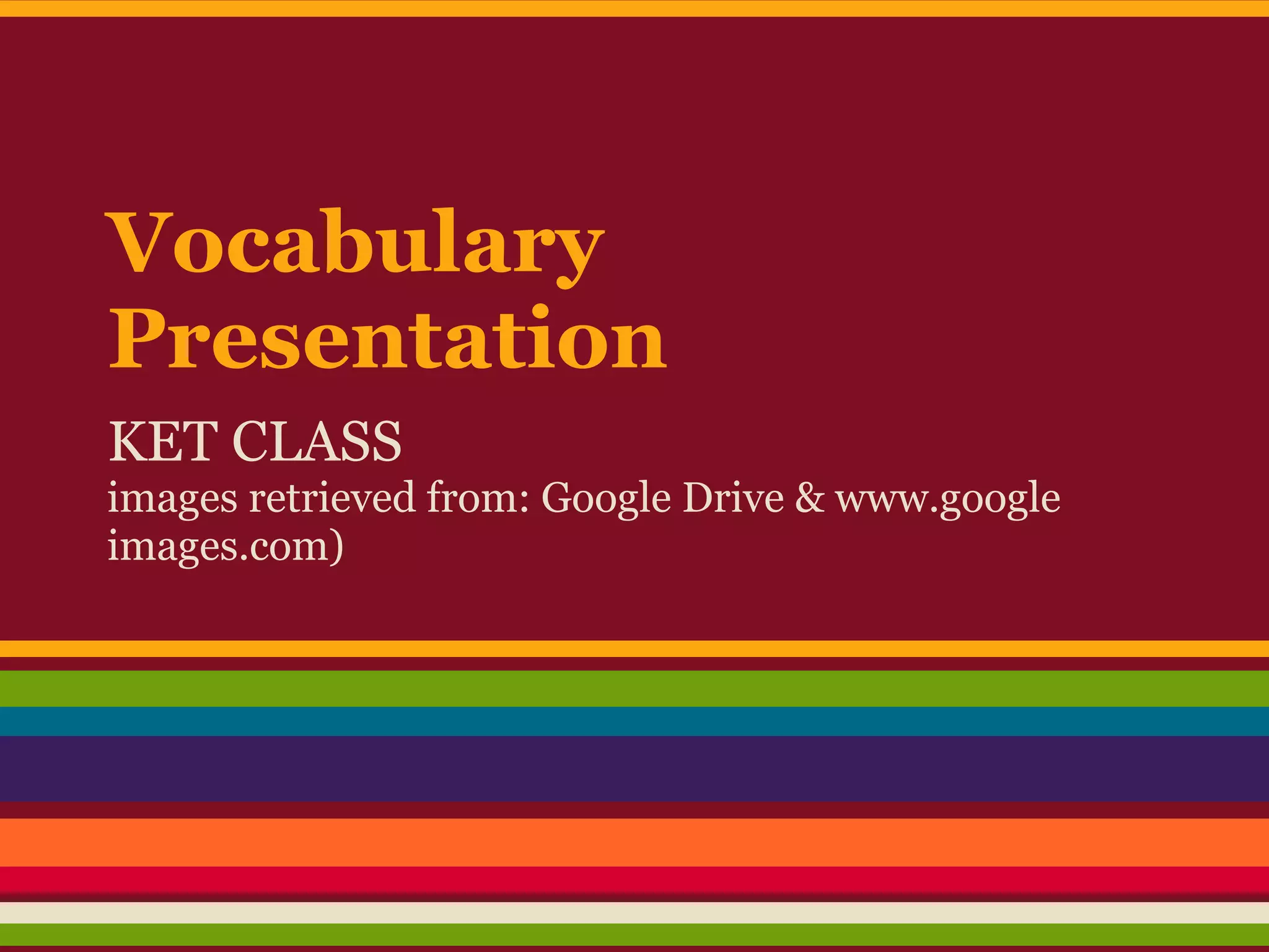 Vocabulary presentation for KET class | PDF