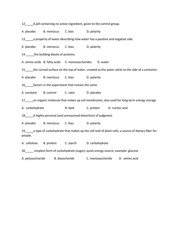 Vocabulary quiz 3 comp through enzymes | PDF