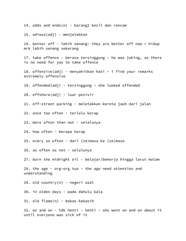 Vocabulary sheet 5 | PDF