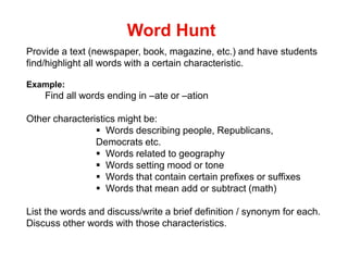 Vocabulary Tools and strategies | PPT