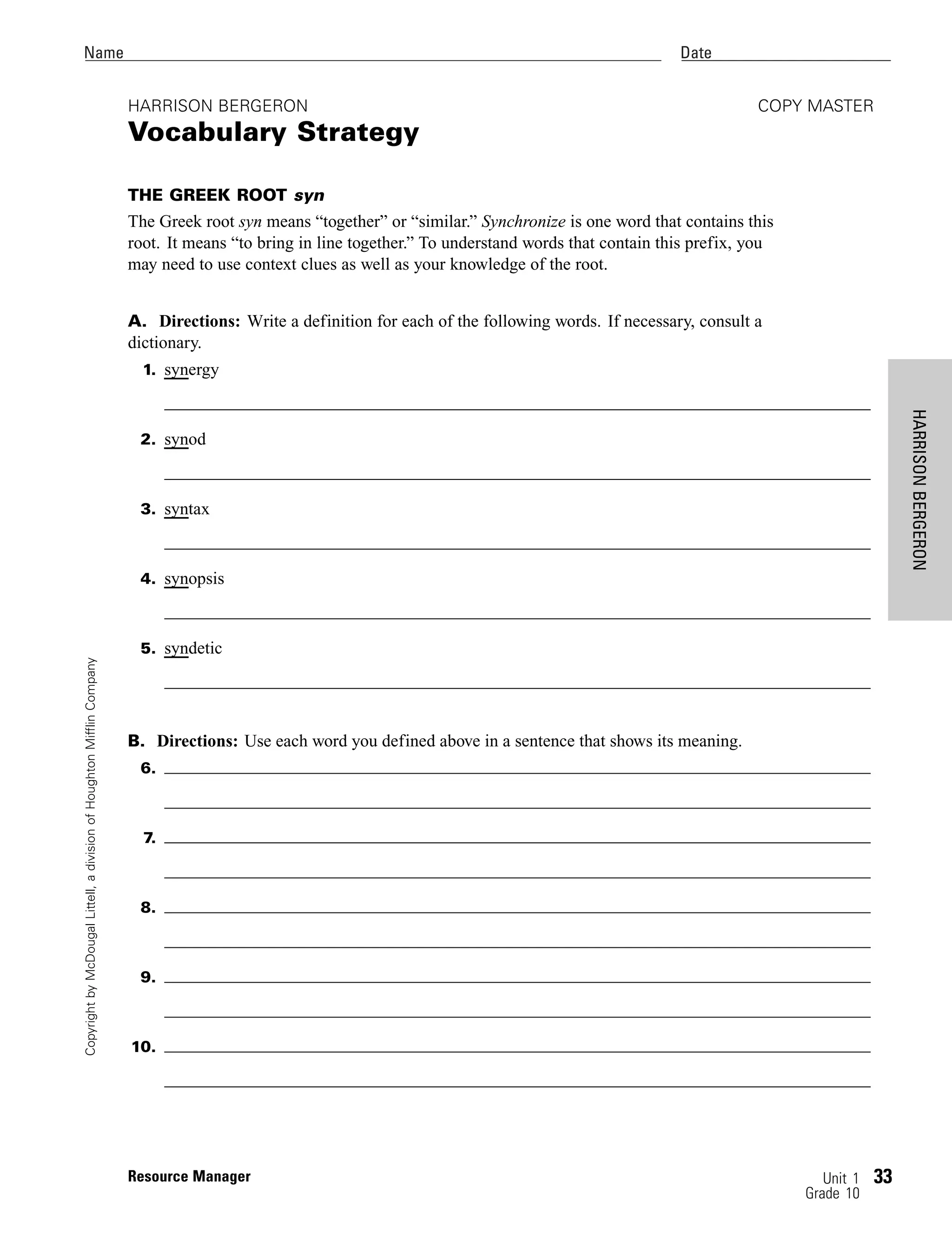 Vocabulary strategy syn | PDF