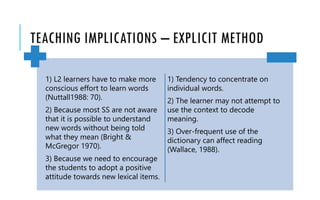 Vocabulary Teaching: Implicit vs Explicit Instruction | PDF