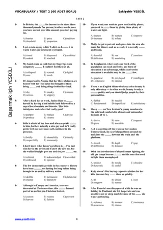 Vocabulary test2 | PDF