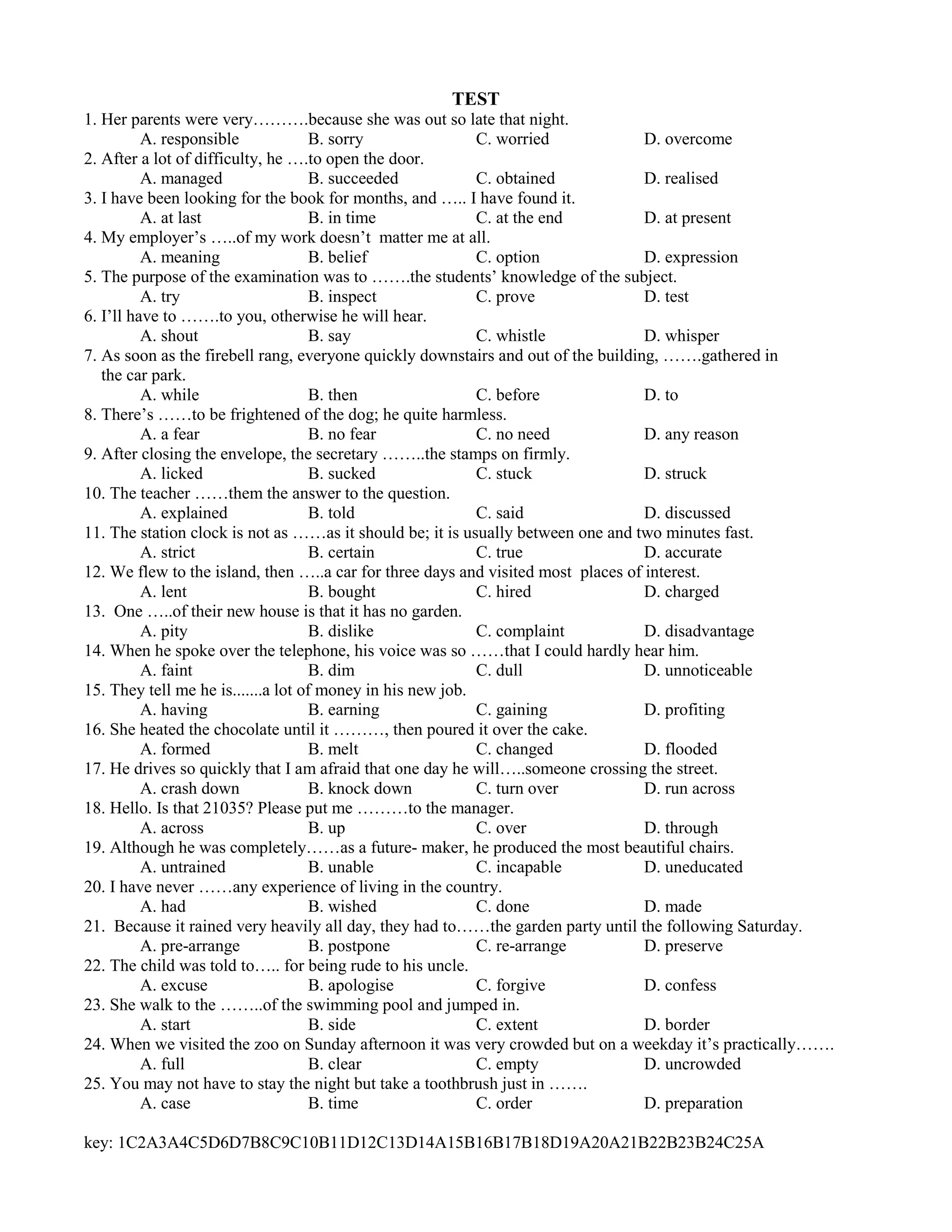 Vocabulary tests | PDF