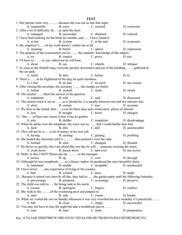 Vocabulary tests | PDF