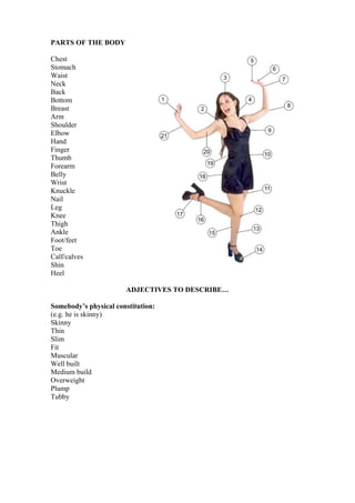 Vocabulary to describe body and face features | PDF