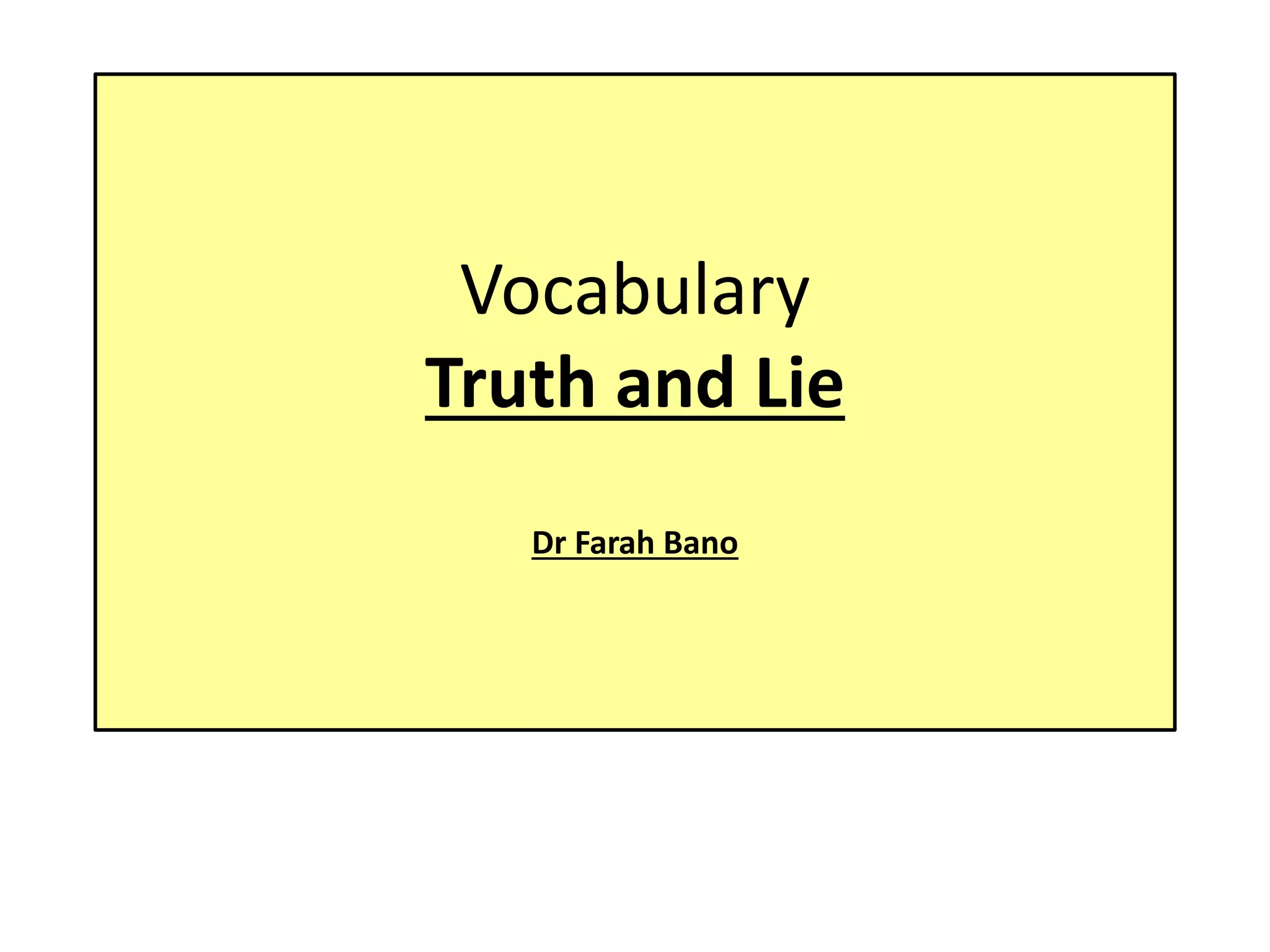 Vocabulary truth and lie | PPT