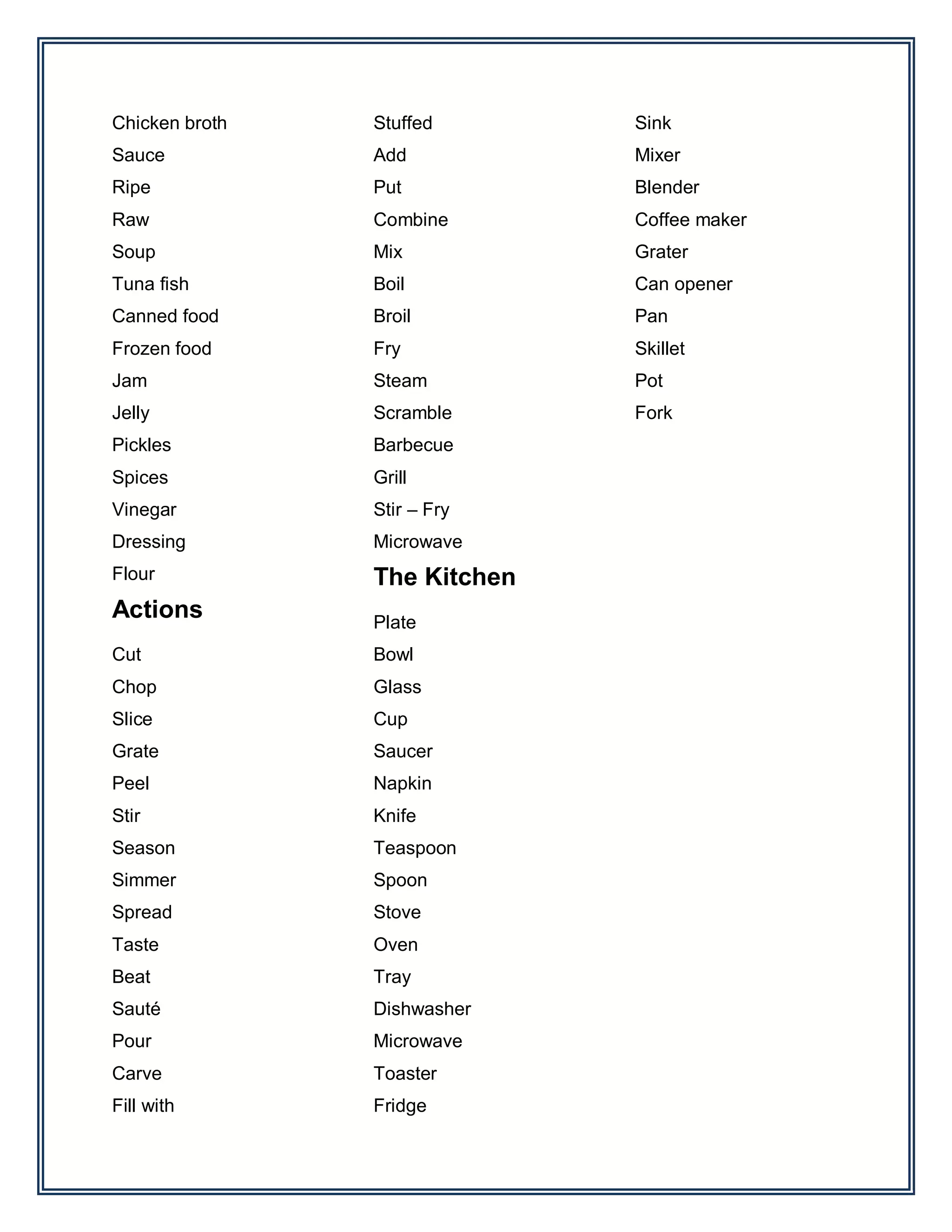 Vocabulary: types of food | PDF