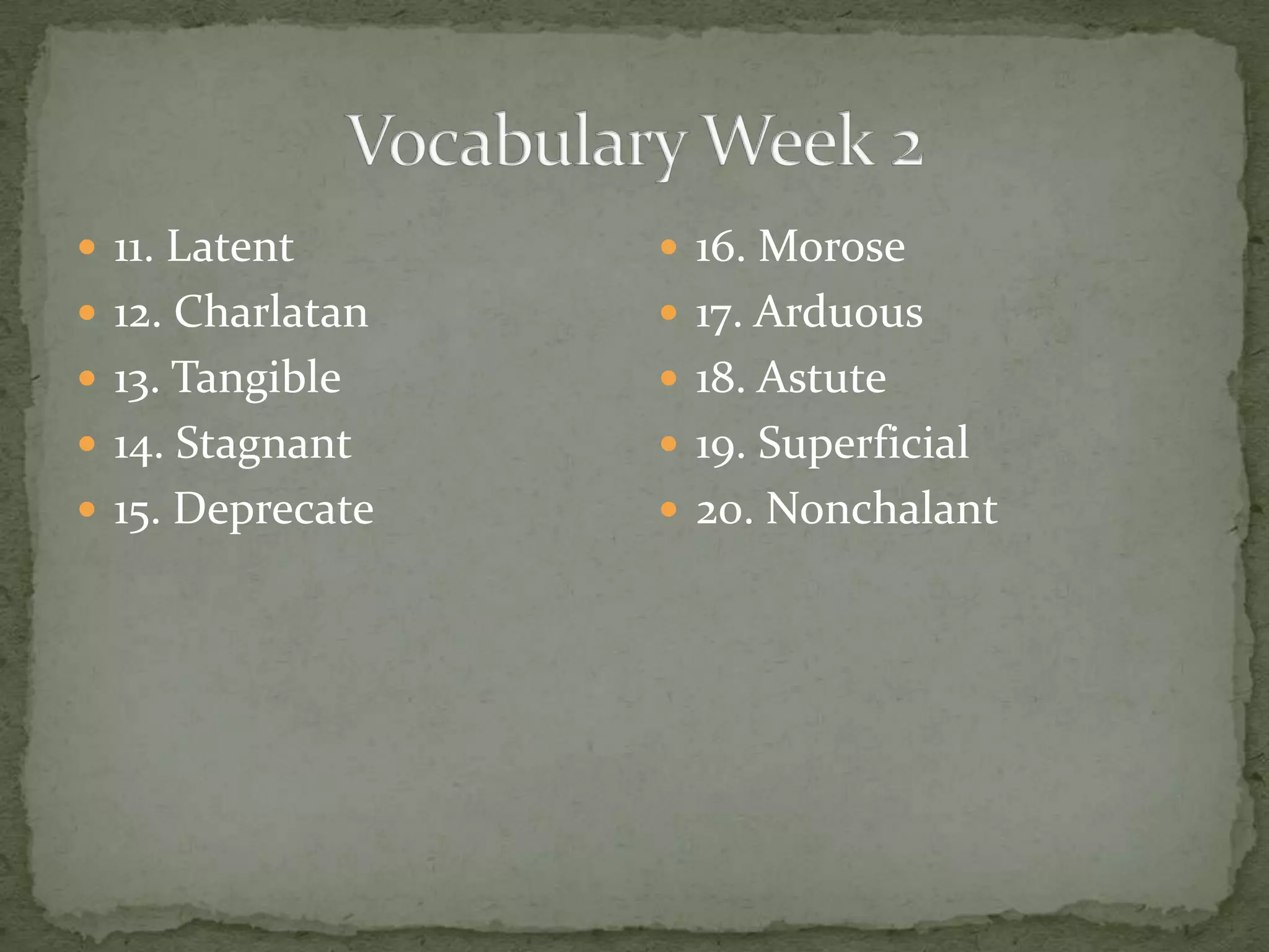 Vocabulary week 2 #11 20 | PPT
