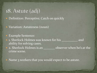 Vocabulary week 2 #11 20 | PPT