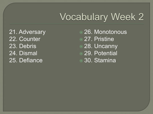 Vocabulary week 3 #21 30 | PPT