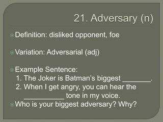 Vocabulary week 3 #21 30 | PPT