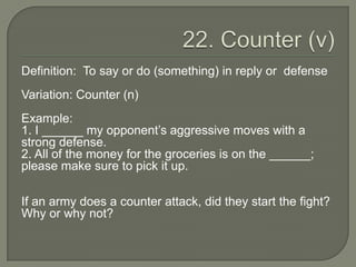 Vocabulary week 3 #21 30 | PPT