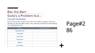 Vocabulary week #3 Unit 3 - Ban the Ban , Soda's a problem but..... | PPT
