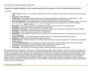 Vocabulary weekly plan template | DOCX | Homework and Study | Education