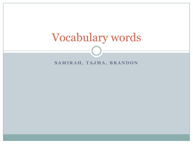 Vocabulary words | PPT