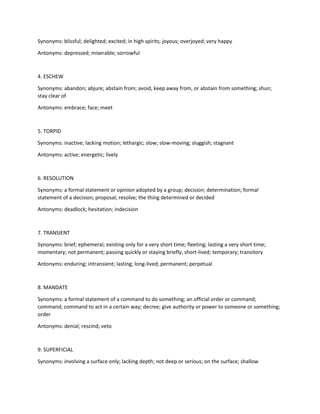 Vocabulary Words For Psat | PDF