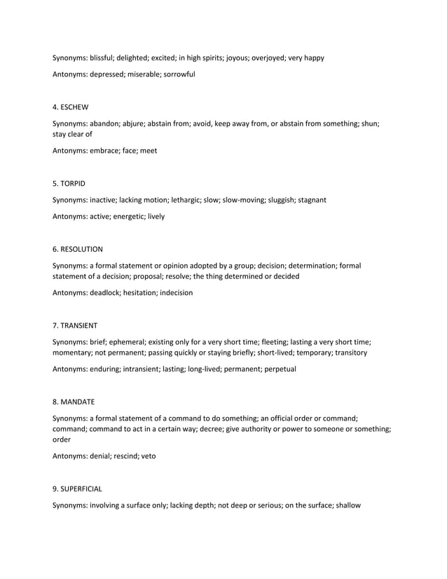 Vocabulary Words For Psat | PDF