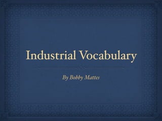 World History Industrial Revolution Vocabulary | KEY