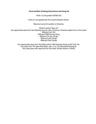 Vocal audition form | PDF | Music | Entertainment