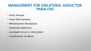 Vocal cord paralysis | PPTX