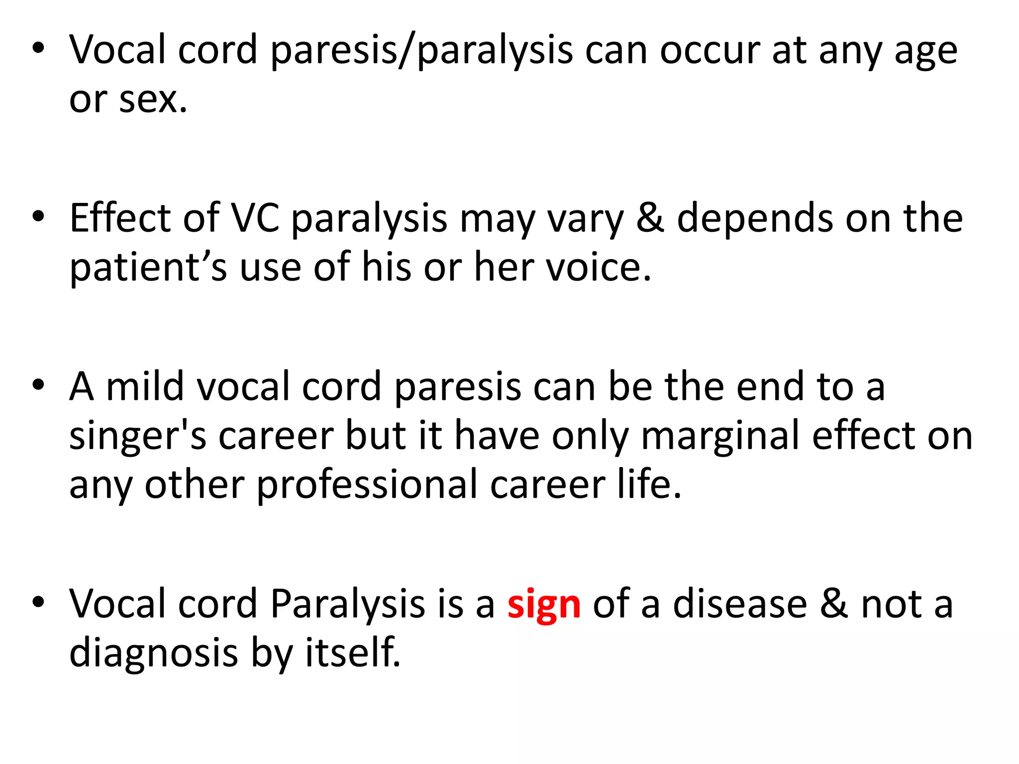 Vocal cord paralysis | PPTX