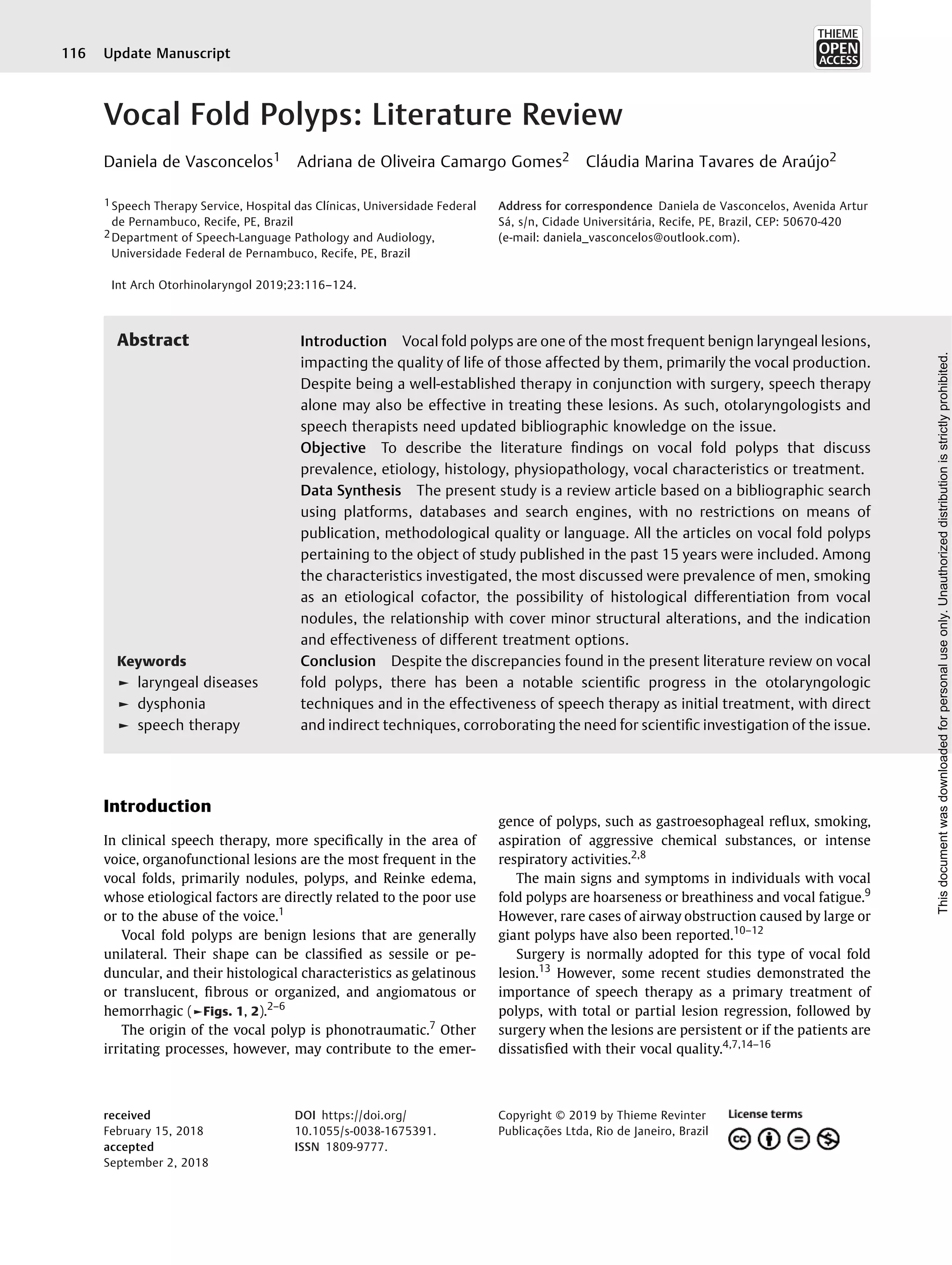 Vocal cord polyps | PDF